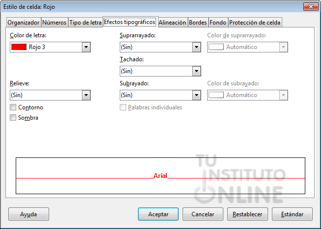 Hoja de cálculo LibreOffice Calc nivel medio. Tu Instituto Online.