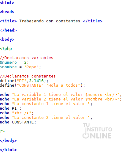 Páginas web dinámicas: PHP. Tu Instituto Online.