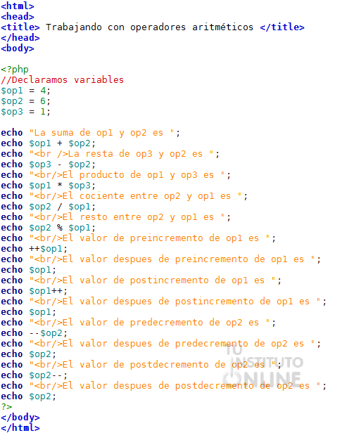 Páginas web dinámicas: PHP. Tu Instituto Online.