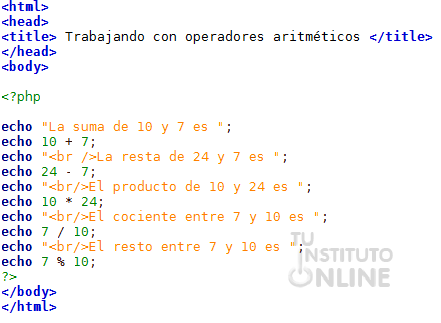 Páginas web dinámicas: PHP. Tu Instituto Online.